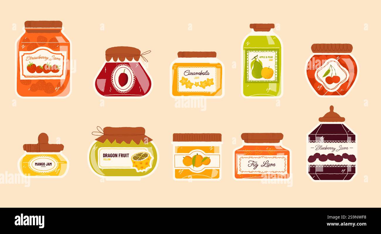 Jam in jar. Homemade organic sweet berry fruit confiture with sugar ...