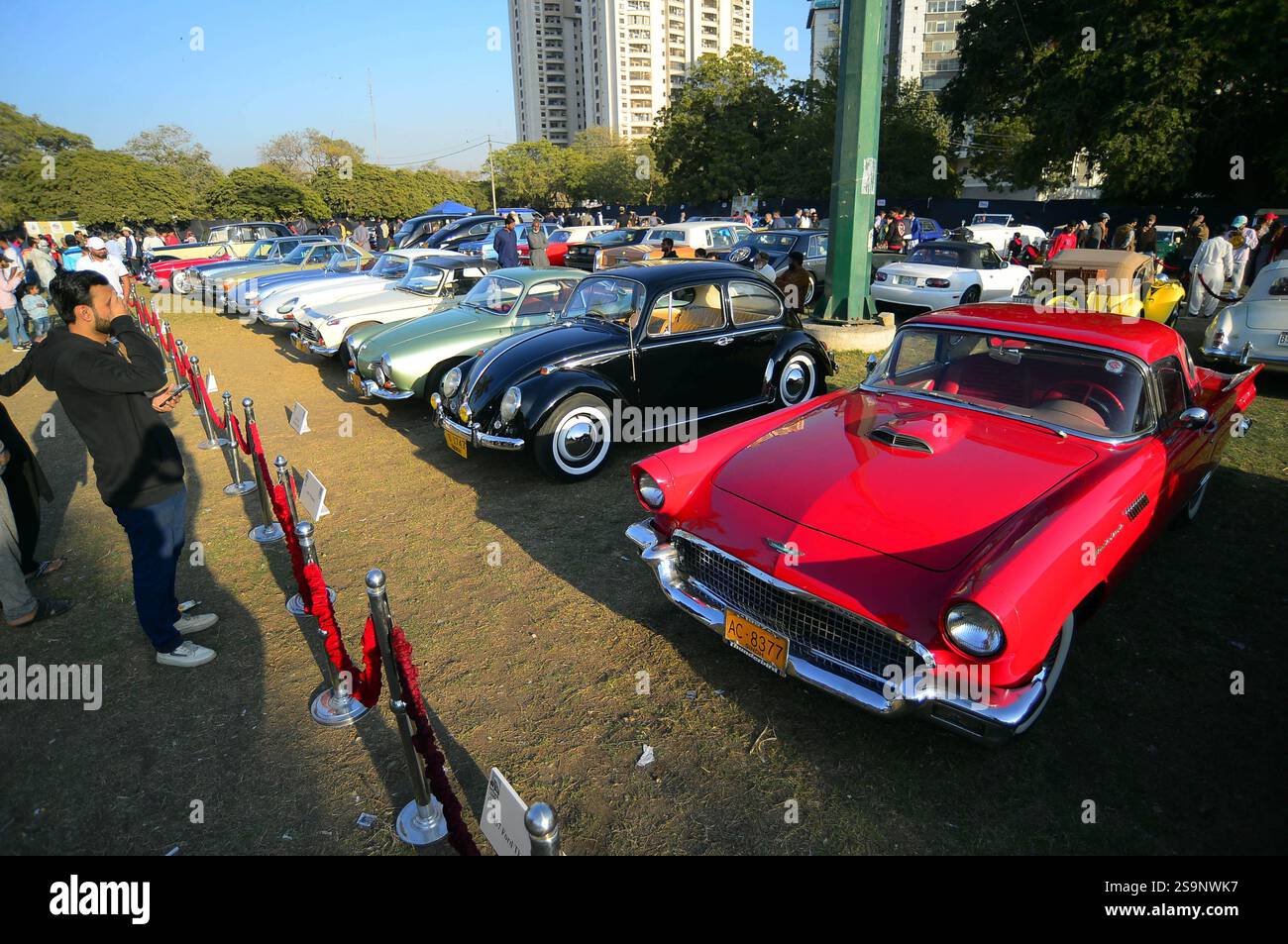 Karachi. 26th Jan, 2025. People visit a vintage and classic car show in ...