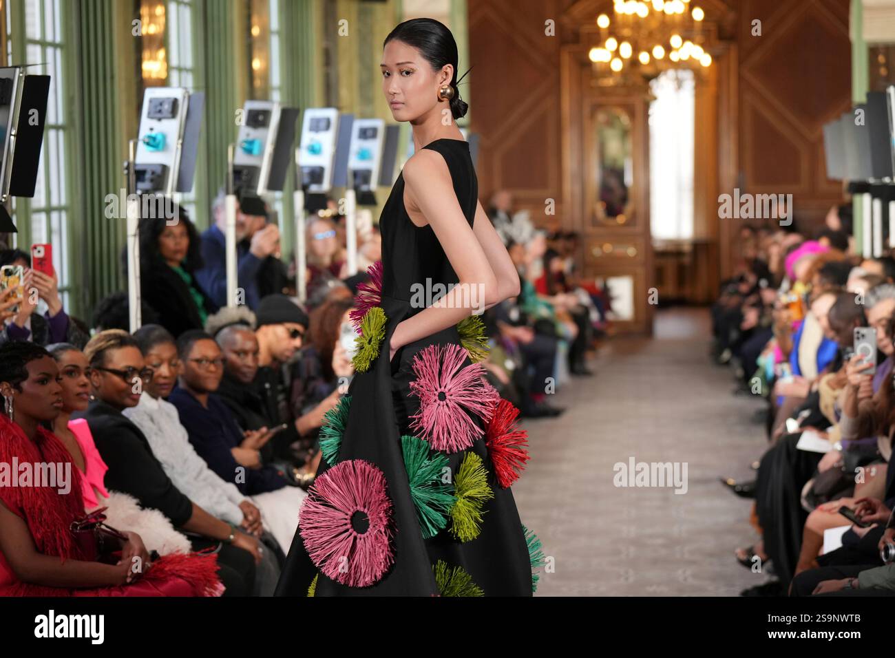 A model wears a creation as part of the Imane Ayissi Haute Couture ...