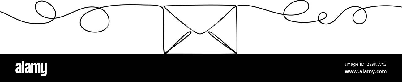continuous single line drawing of envelope, line art vector ...
