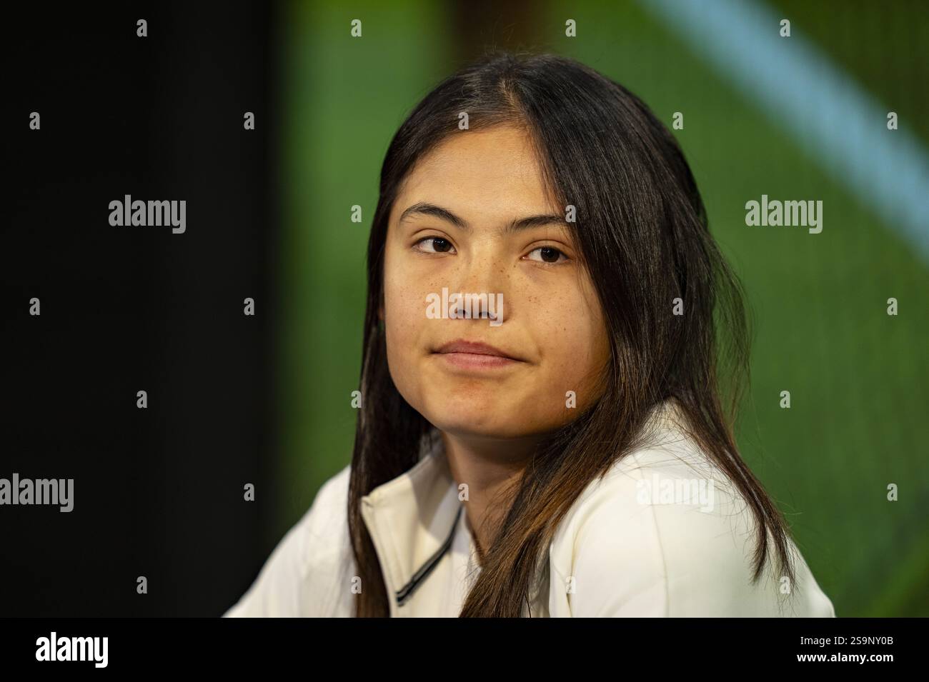 File photo dated 07-07-2024 of Emma Raducanu speaks to the media. Emma Raducanu came up short in ...