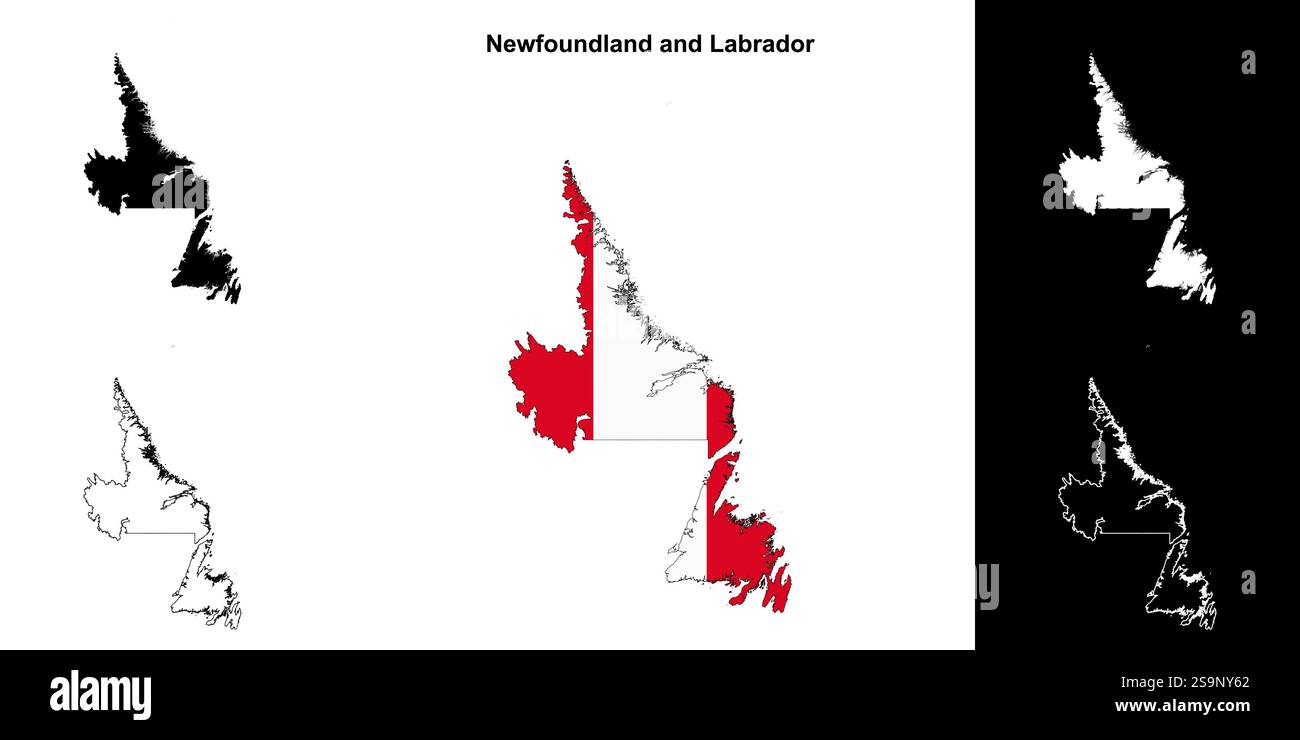 Newfoundland and Labrador blank outline map set Stock Vector Image ...