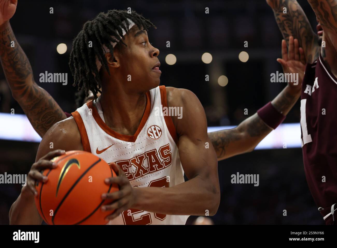AUSTIN, TX - JANUARY 25: Texas Longhorns guard Tre Johnson (20) looks ...