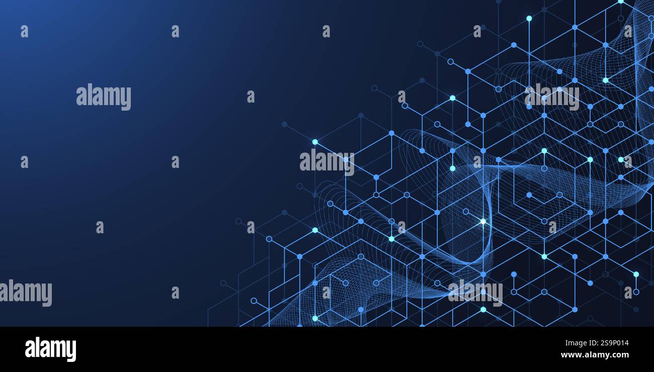 Hexagonal digital abstract background. Technology concept with lines ...