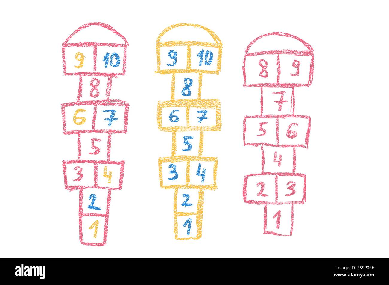 Hopscotch games set isolated on white background. Children playground ...