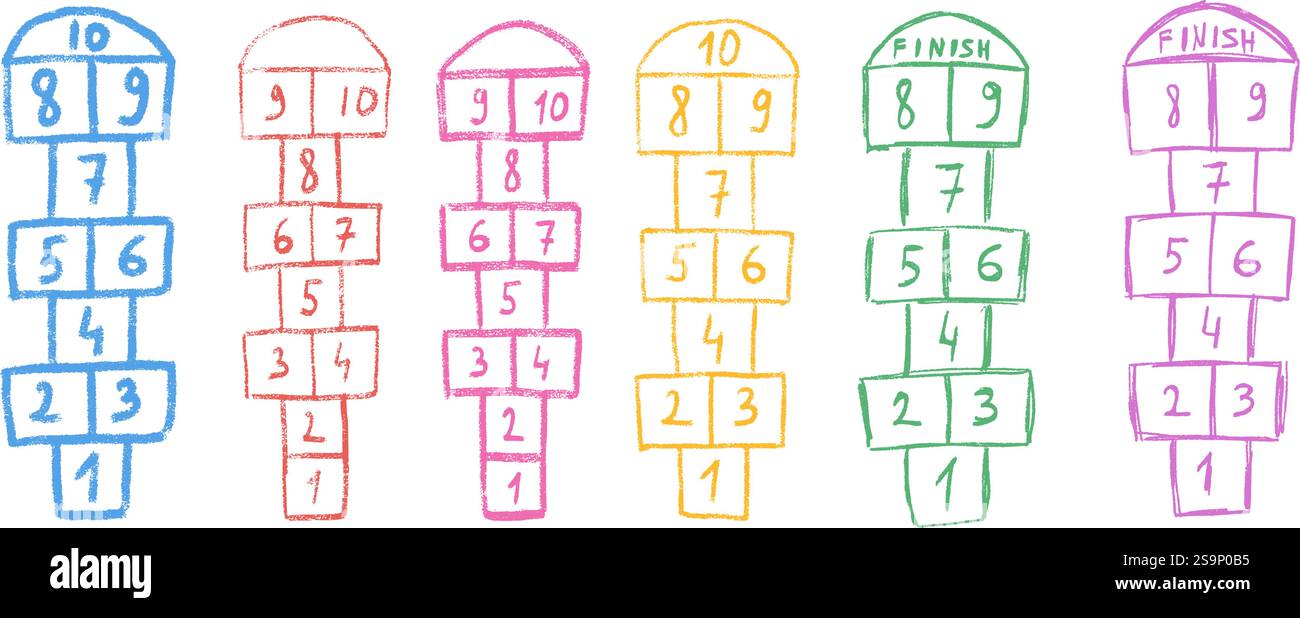 Hopscotch games set isolated on white background. Children playground ...