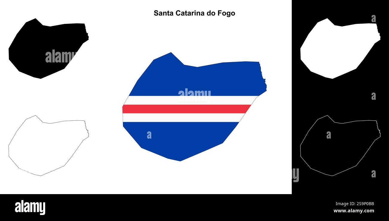 Santa Catarina do Fogo municipality outline map set Stock Vector Image ...