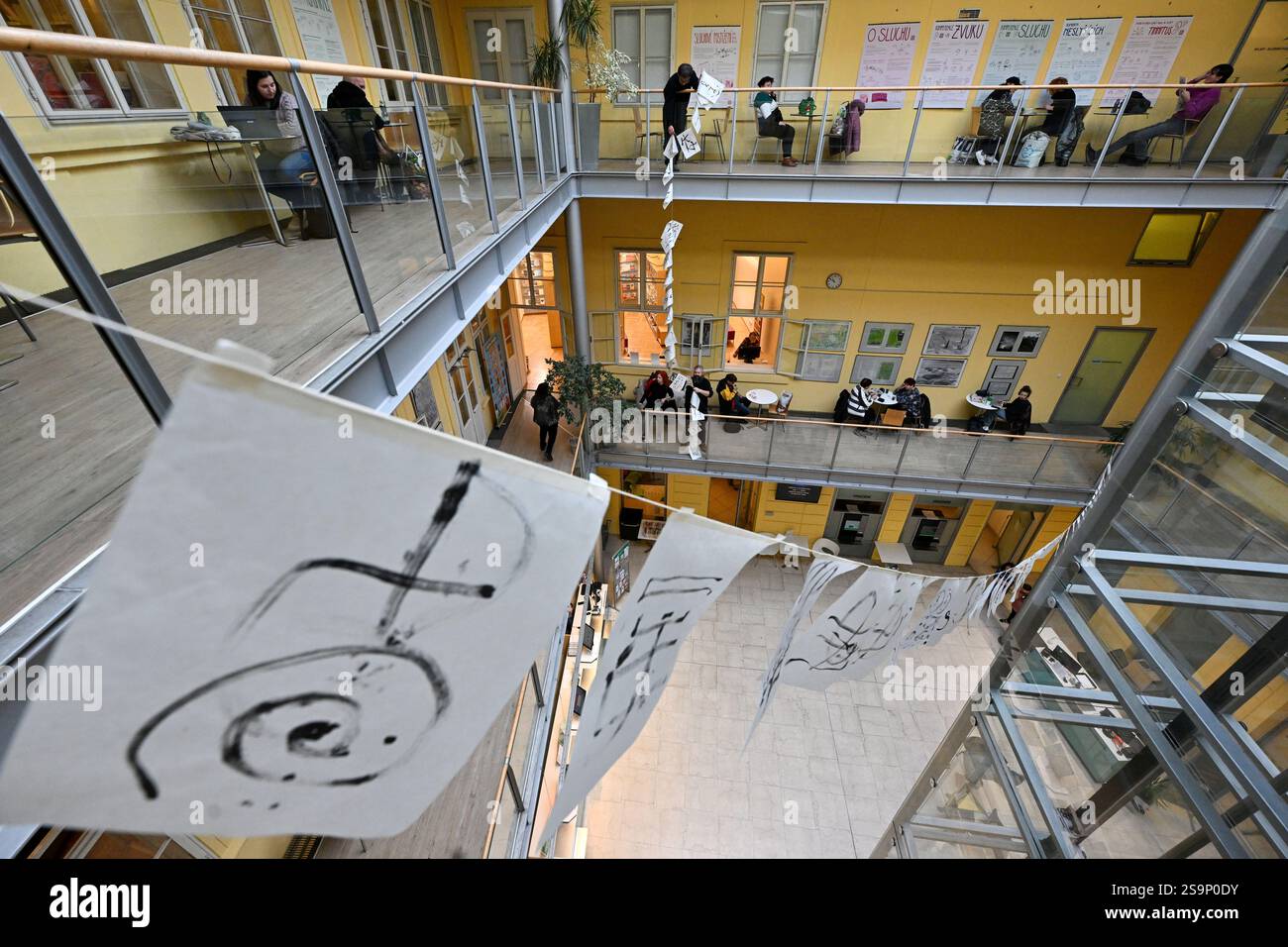 Installation of the first Czech exhibition of Japanese artist Shingo Nekoyama at the Jiri Mahen ...