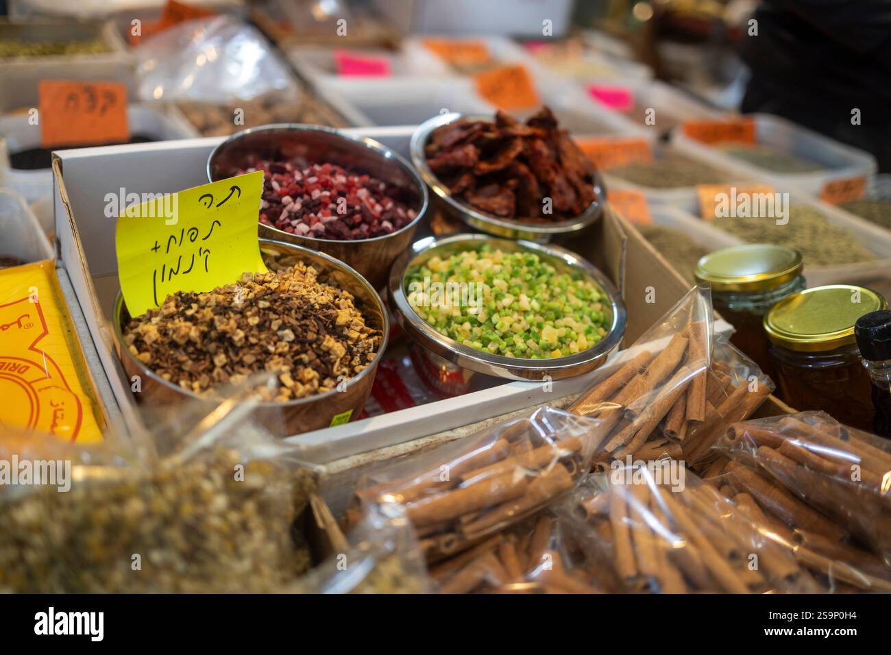 Akko, Israel - December 25, 2025, Cinnamon, finely chopped candied ...