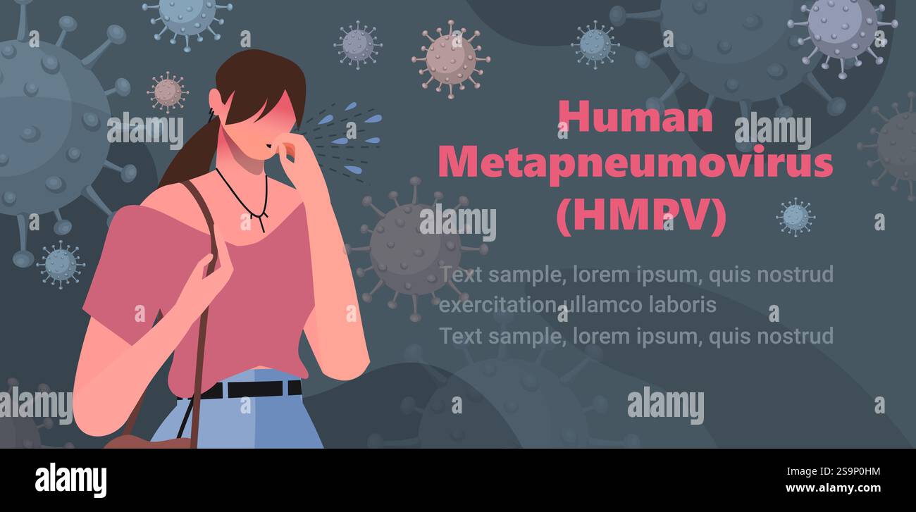 Human metapneumovirus (HMPV). Young woman with symptoms of human ...