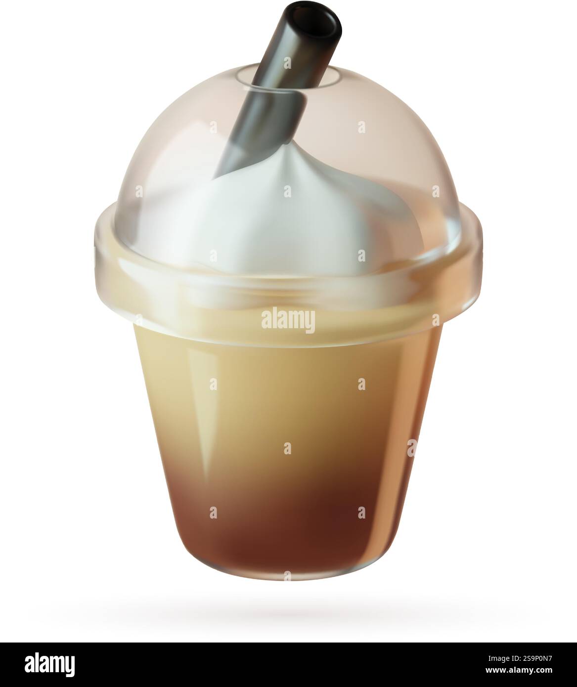 Ice latte coffee cute minimal 3d icon in a plastic cup to go with a ...