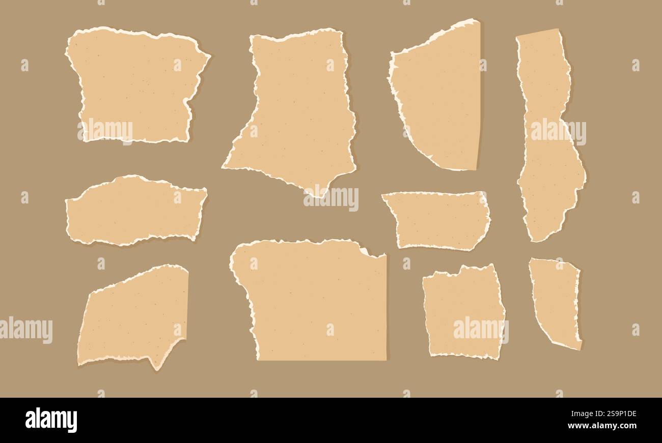 Set of torn edges papers. Tear sheets pieces pack. Jagged freeform ...