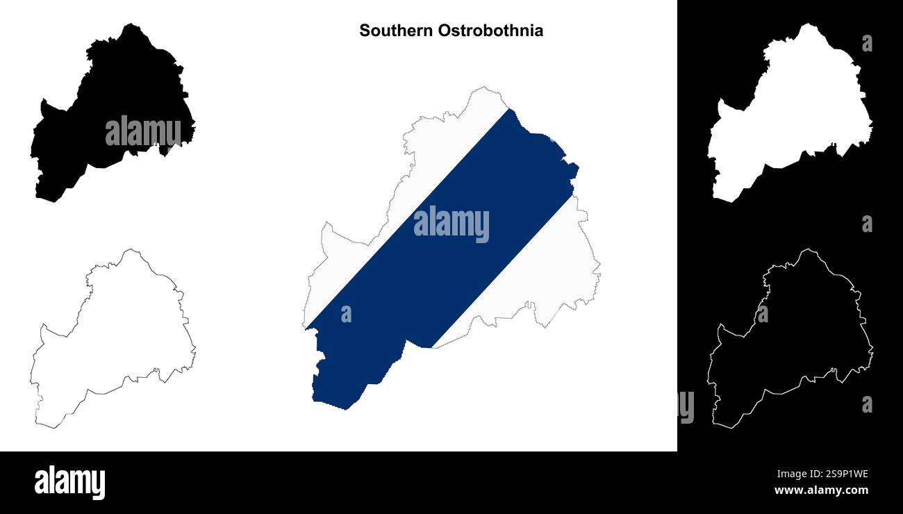 Southern Ostrobothnia region outline map set Stock Vector Image & Art ...
