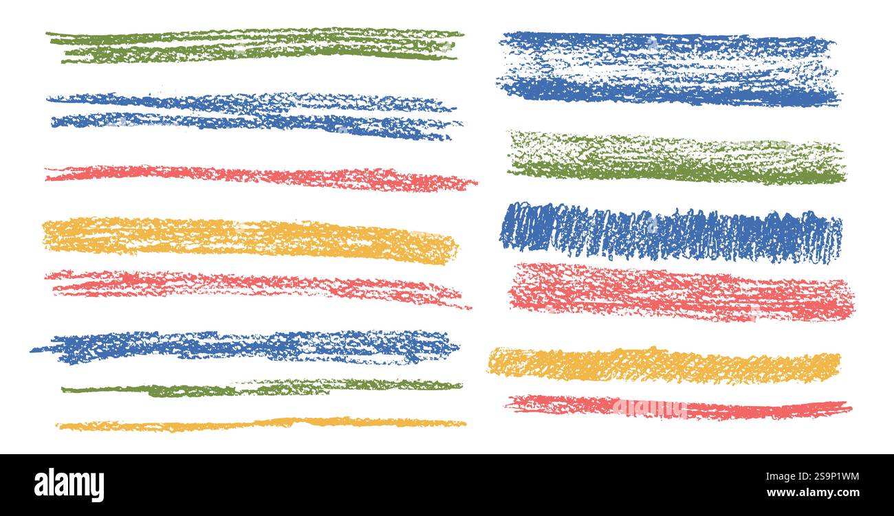 Crayon underline set. Pencil scribble lines pack. Vector hand drawn ...