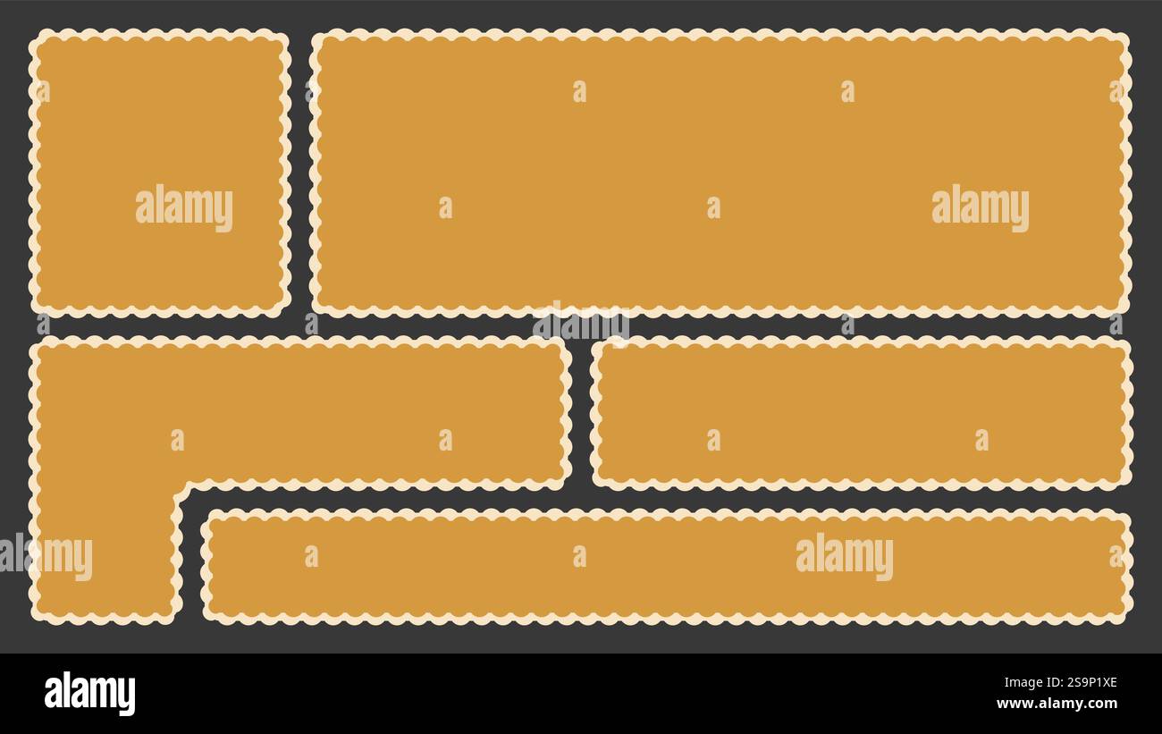 Scallop edged frame template set. Bento collage grid shapes. Geometry ...
