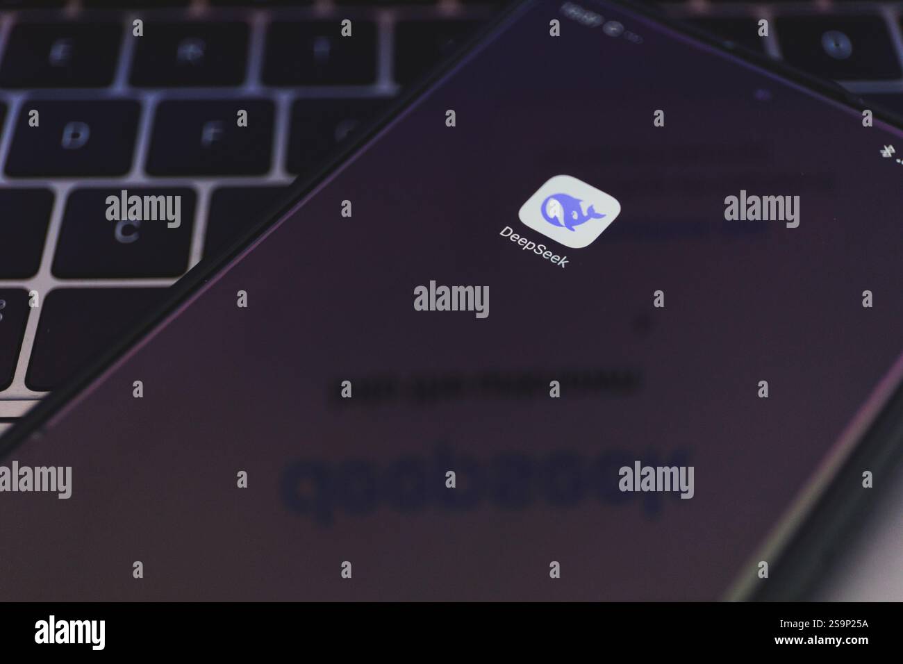 smartphone displaying the new Chinese Deepseek AI chatbot app. January ...