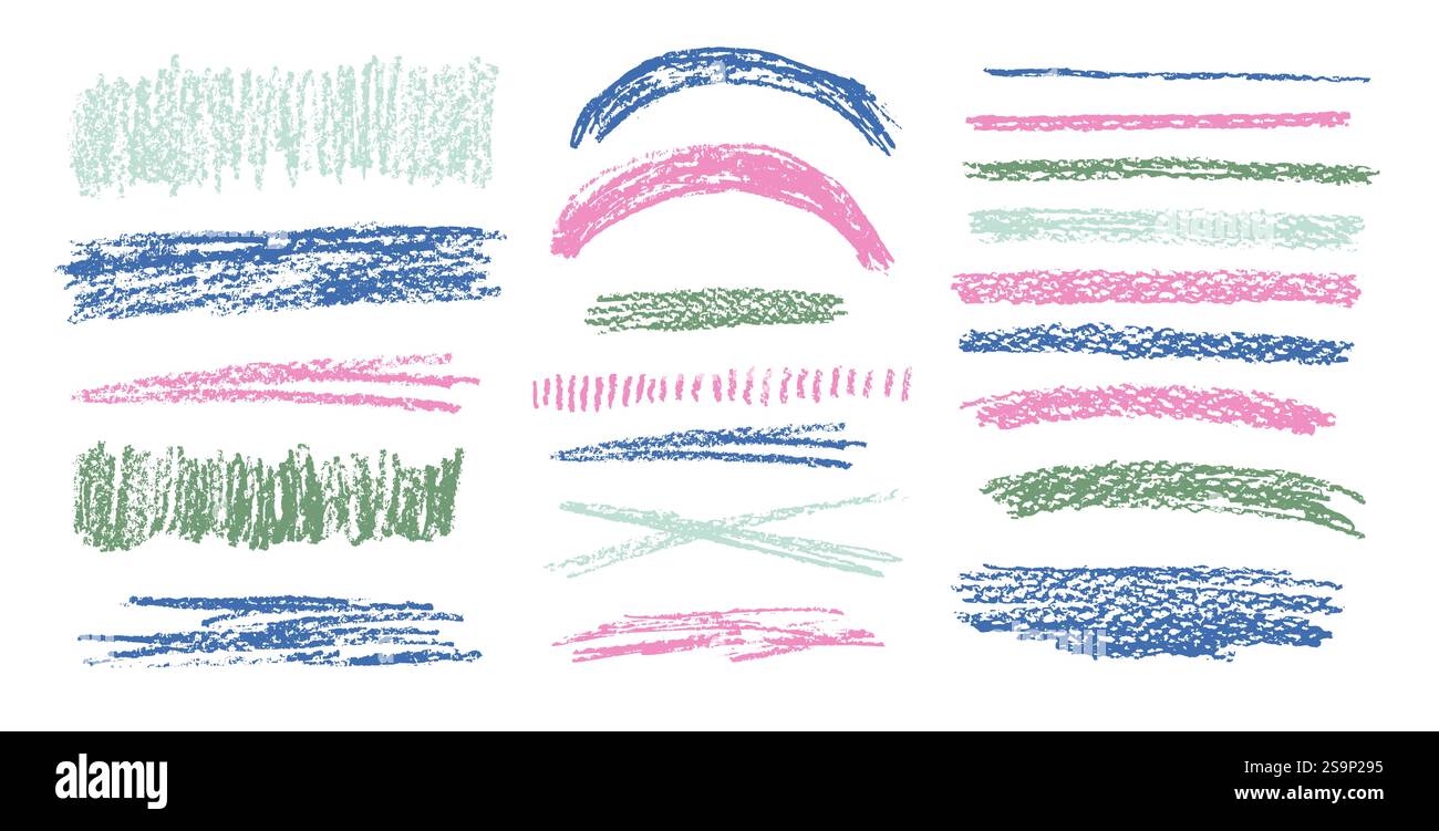 Crayon underline set. Pencil scribble lines pack. Vector hand drawn ...