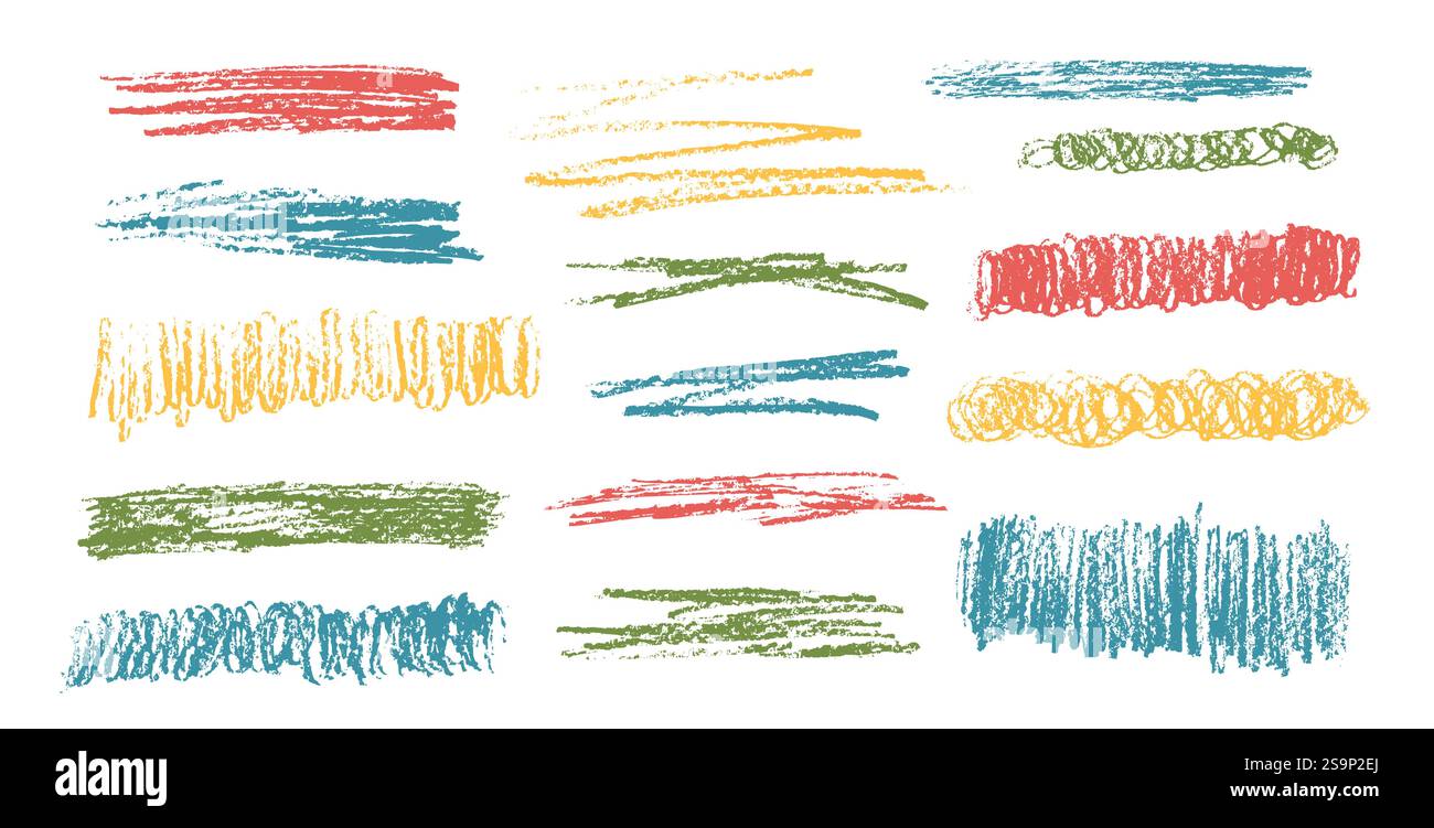 Crayon underline set. Pencil scribble lines pack. Vector hand drawn ...