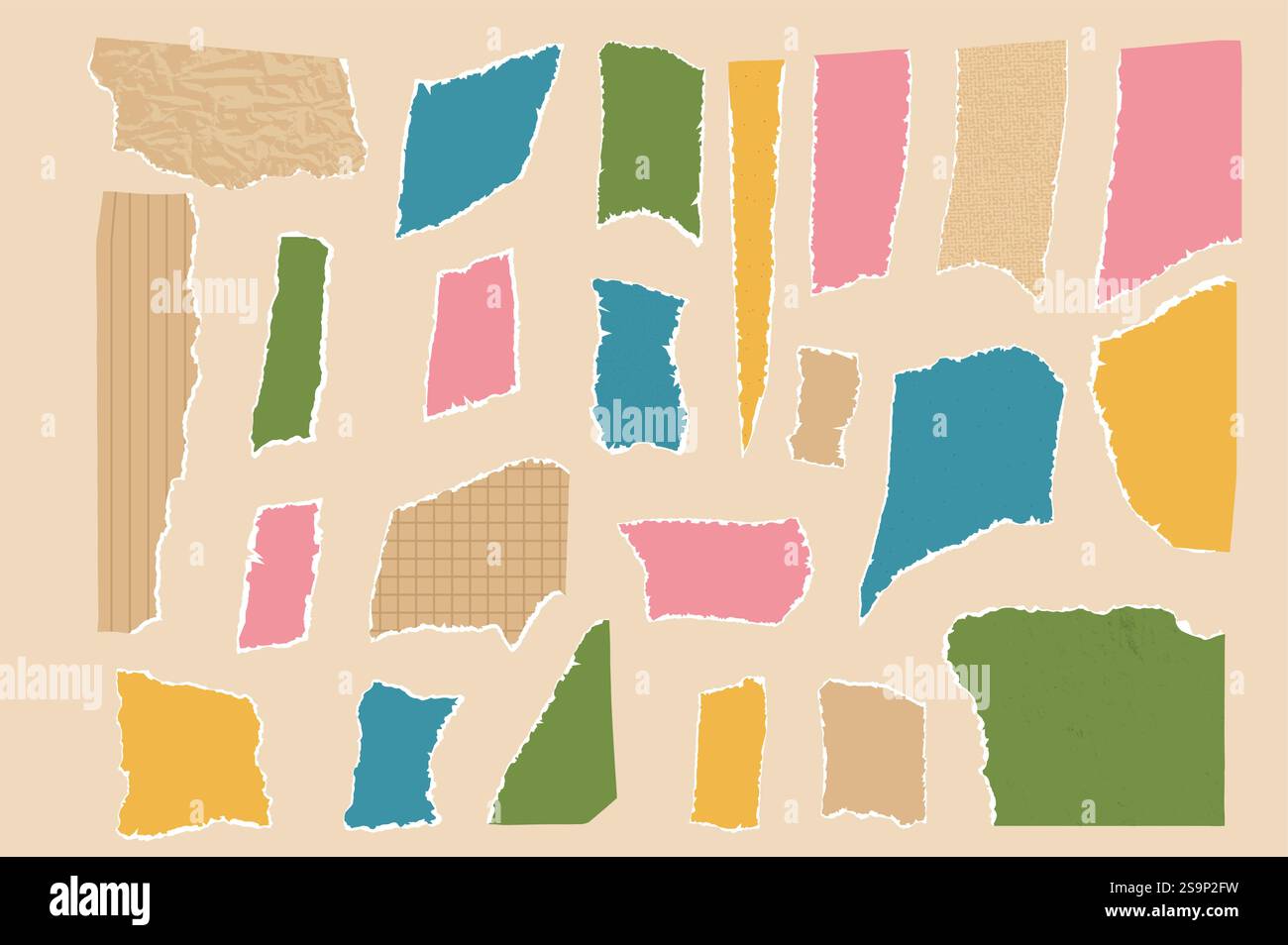 Set of torn edges papers. Tear sheets pieces pack. Jagged freeform ...