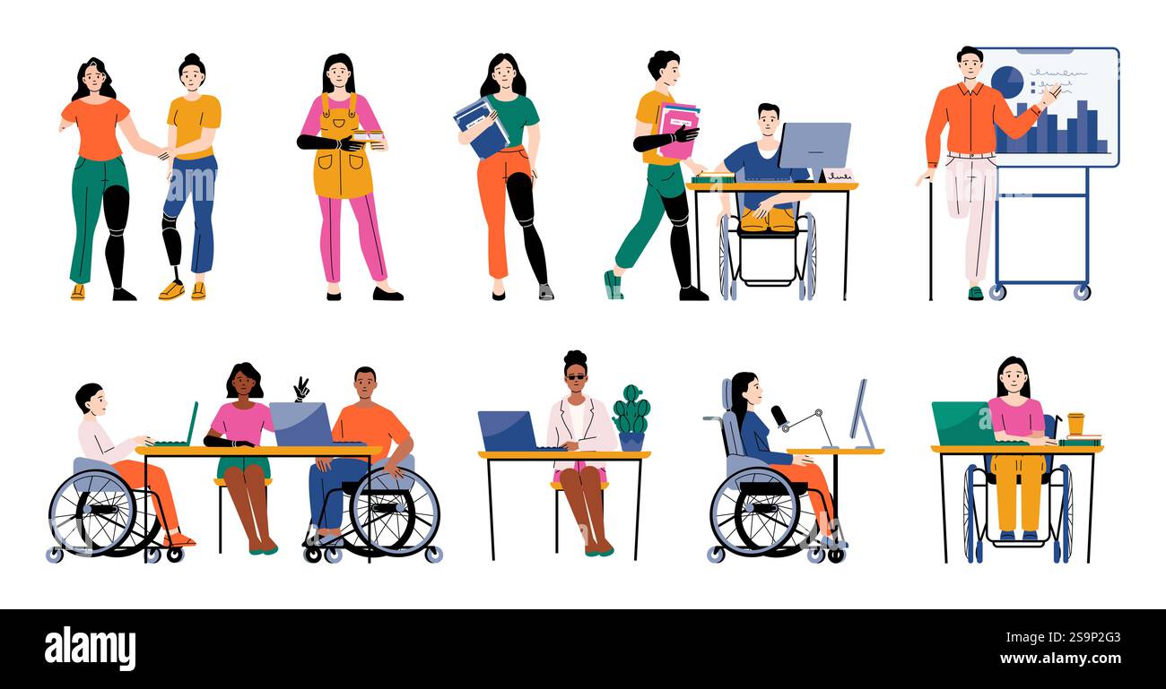 Team working together disability Stock Vector Images - Alamy