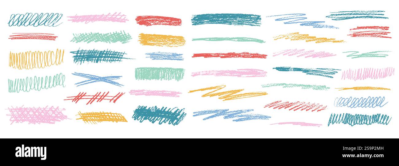 Crayon underline set. Pencil scribble lines pack. Vector hand drawn ...