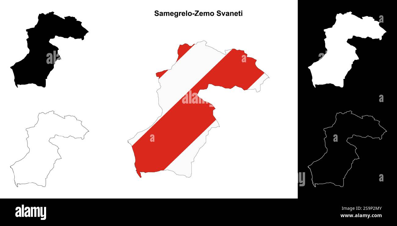 Samegrelo-Zemo Svaneti region outline map set Stock Vector Image & Art ...