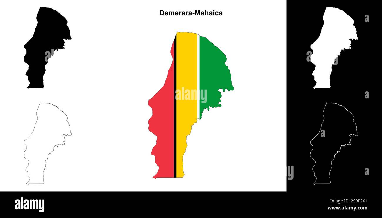 Demerara-Mahaica region outline map set Stock Vector Image & Art - Alamy