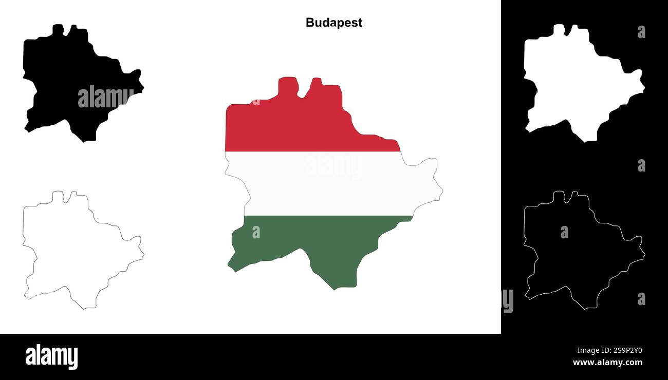 Budapest county outline map set Stock Vector Image & Art - Alamy