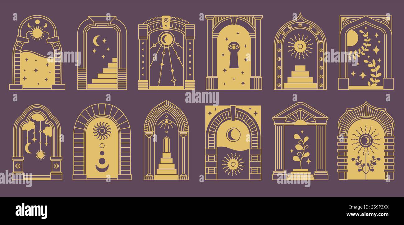 Boho arch frame. Door frame abstract ornate art deco geometric archway ...