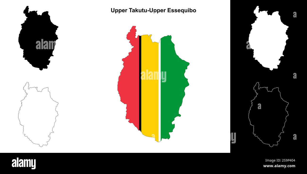 Upper Takutu-Upper Essequibo region outline map set Stock Vector Image ...