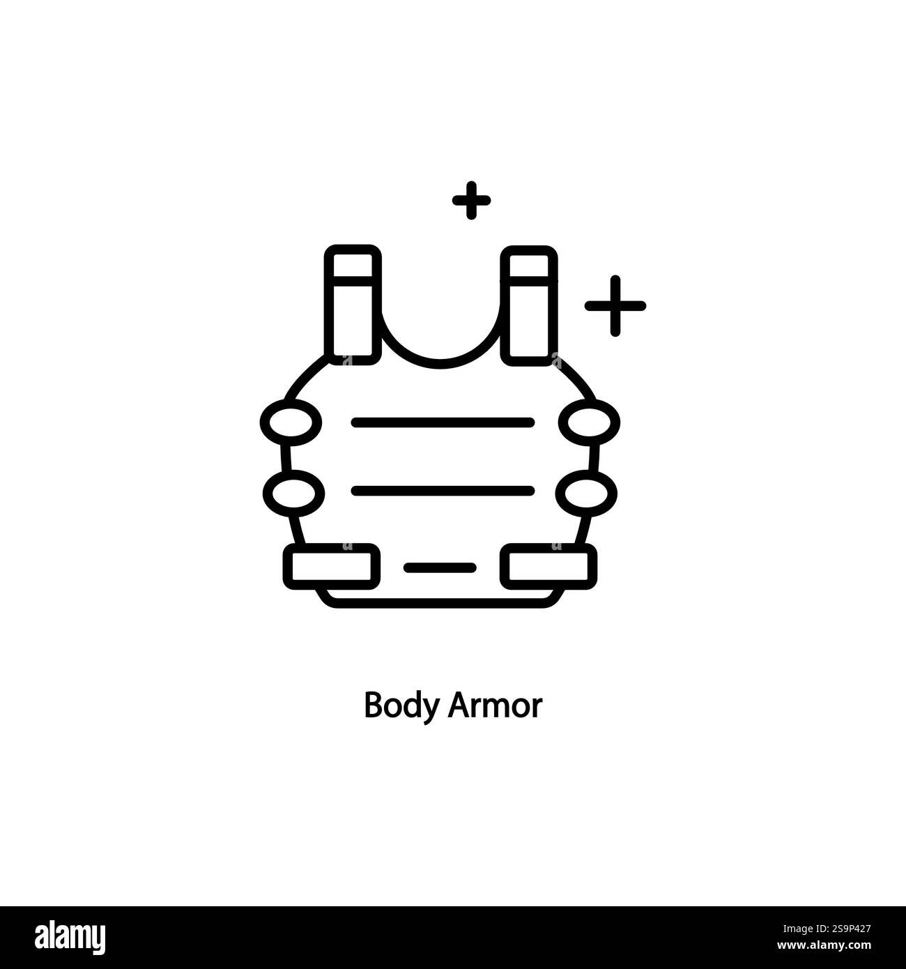Bulletproof vest, Body armor line icon, outline vector sign, linear ...