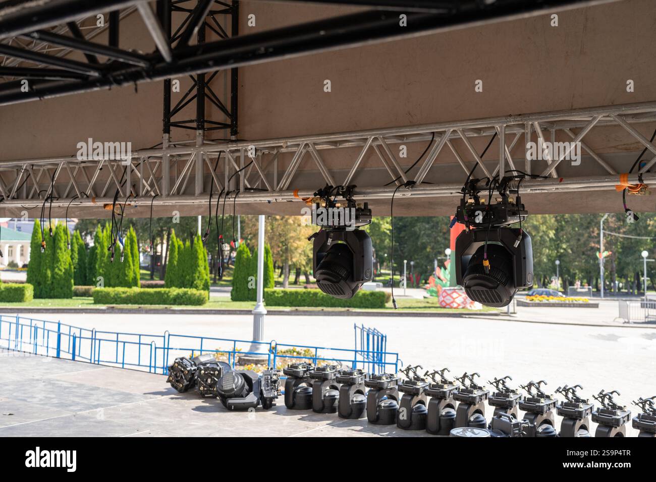 View of a metal truss roof, showcasing its structural design and ...