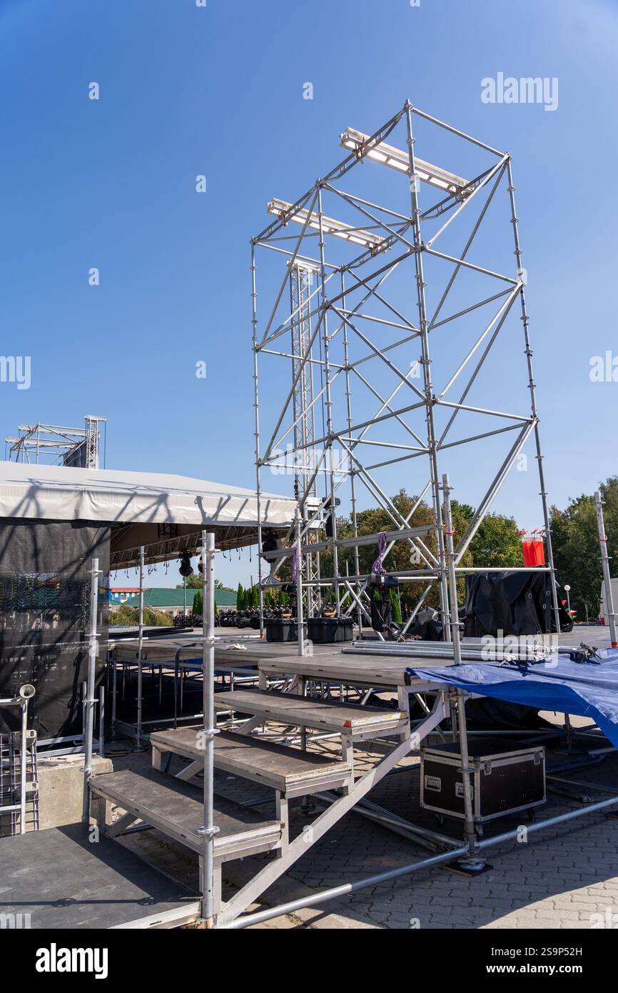 View of a metal truss roof, showcasing its structural design and ...
