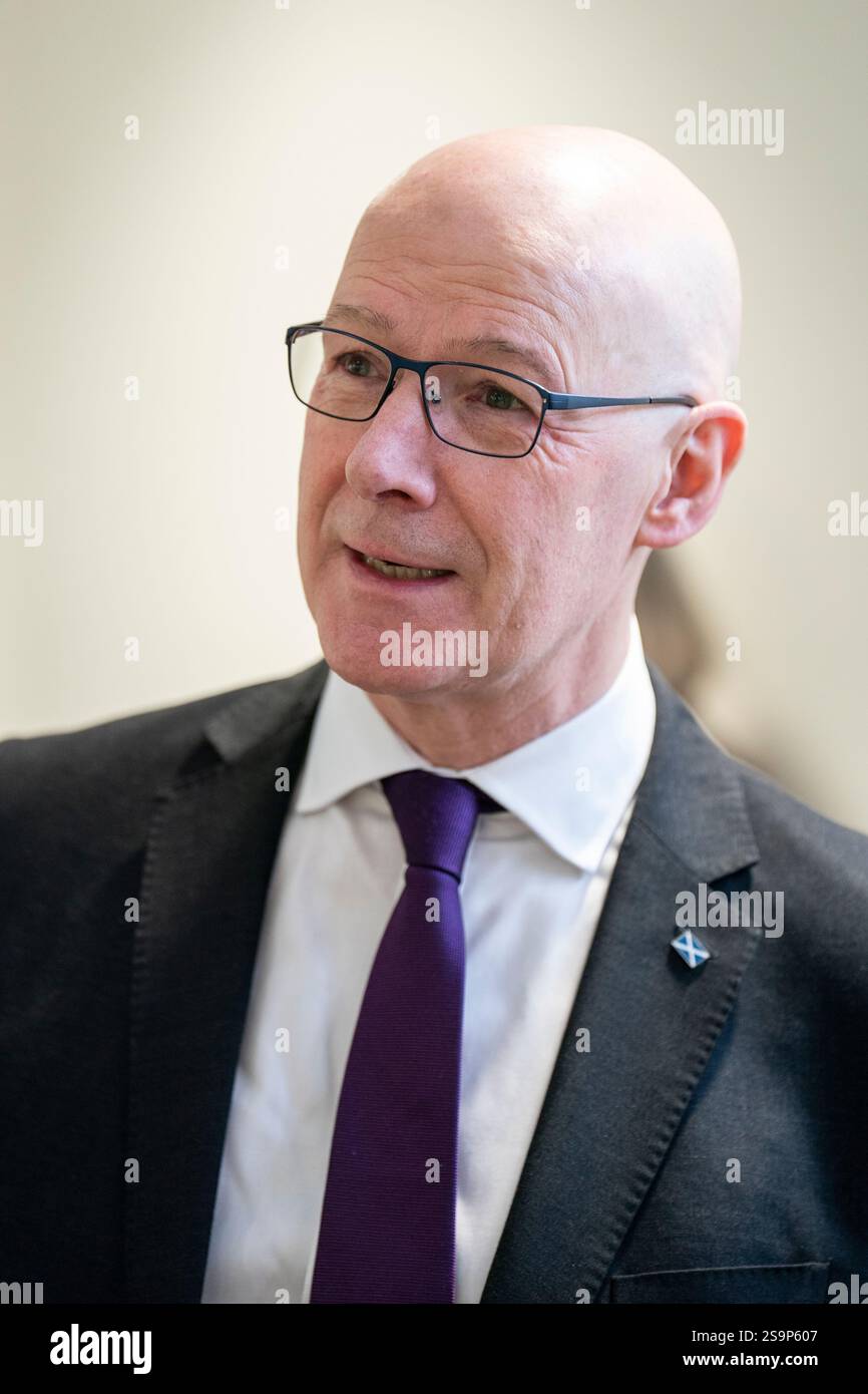 First Minister of Scotland John Swinney during his visit to the offices ...