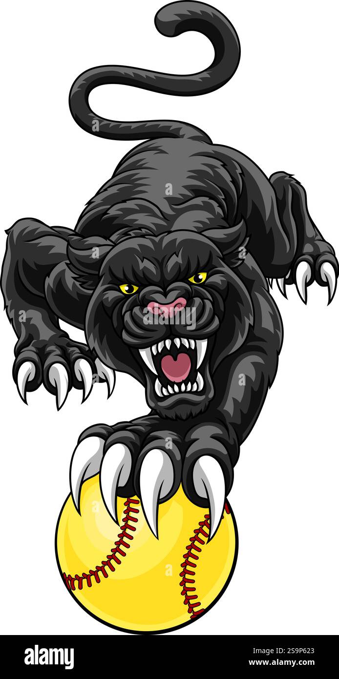 Black Panther Leopard Softball Team Mascot Design Stock Vector Image ...