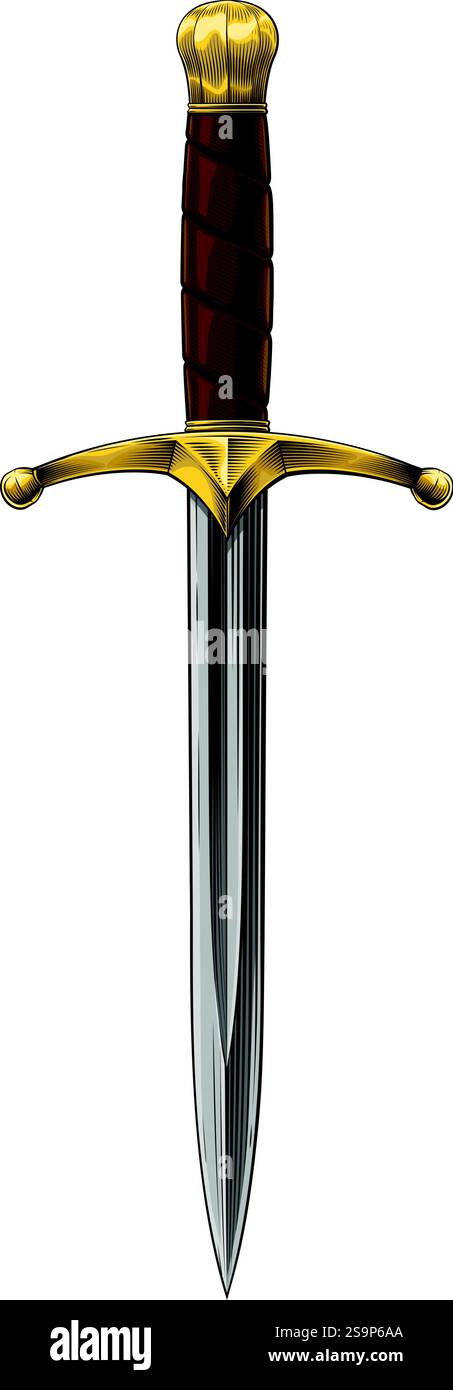 Dagger Medieval Knight Knife Sword Vintage Woodcut Stock Vector Image ...