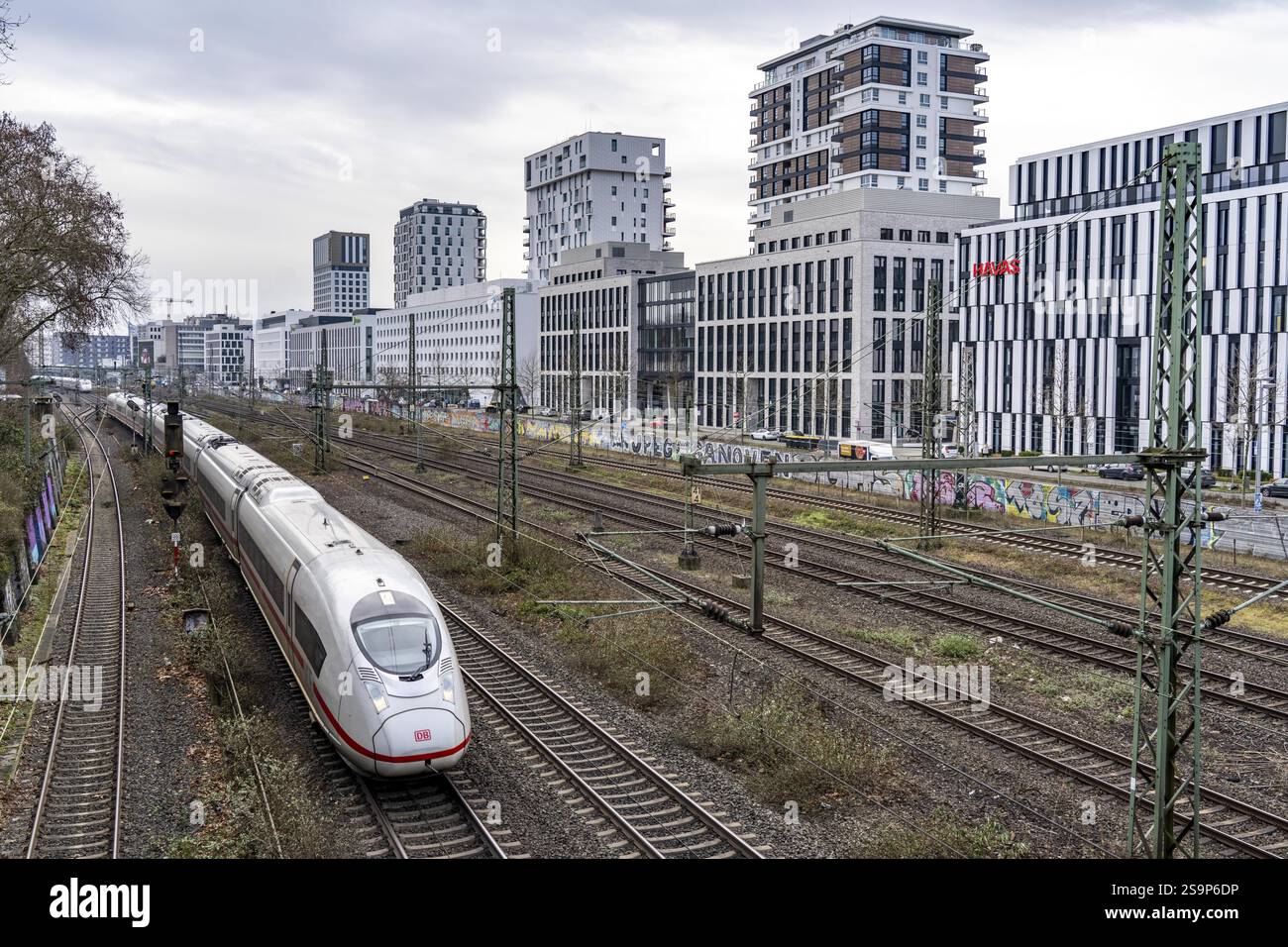 Building fast buildings and means of transport in the city hi-res stock ...