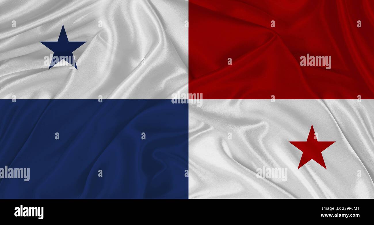 Panamanian flag with fabric texture. Realistic flag of Panama waving ...