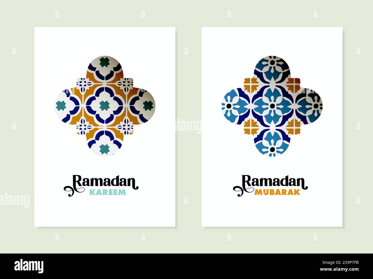 Set of arab posters or brochure templates. Ramadan Kareem greeting ...