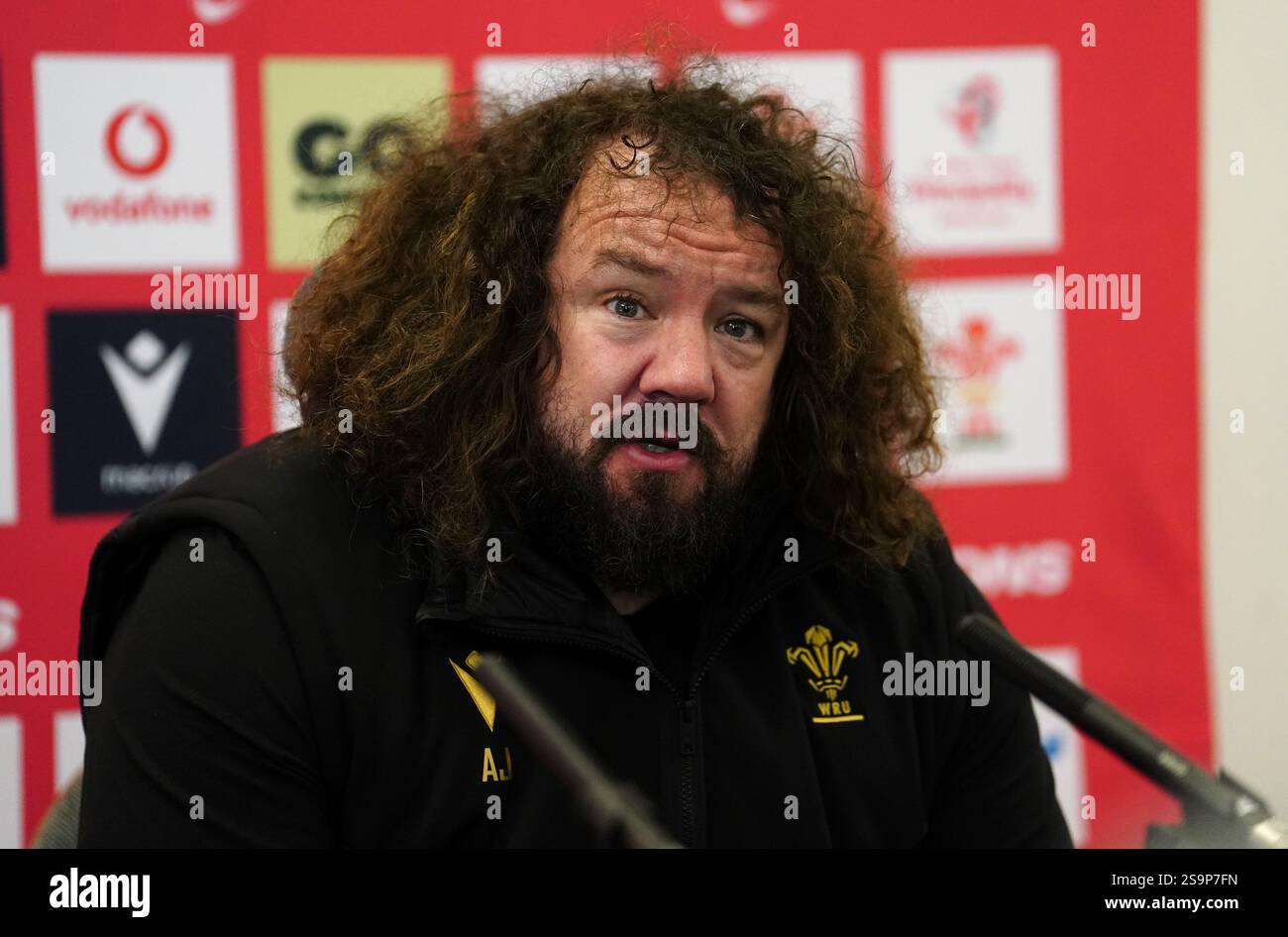 Wales scrum coach Adam Jones during a press conference at the Vale ...