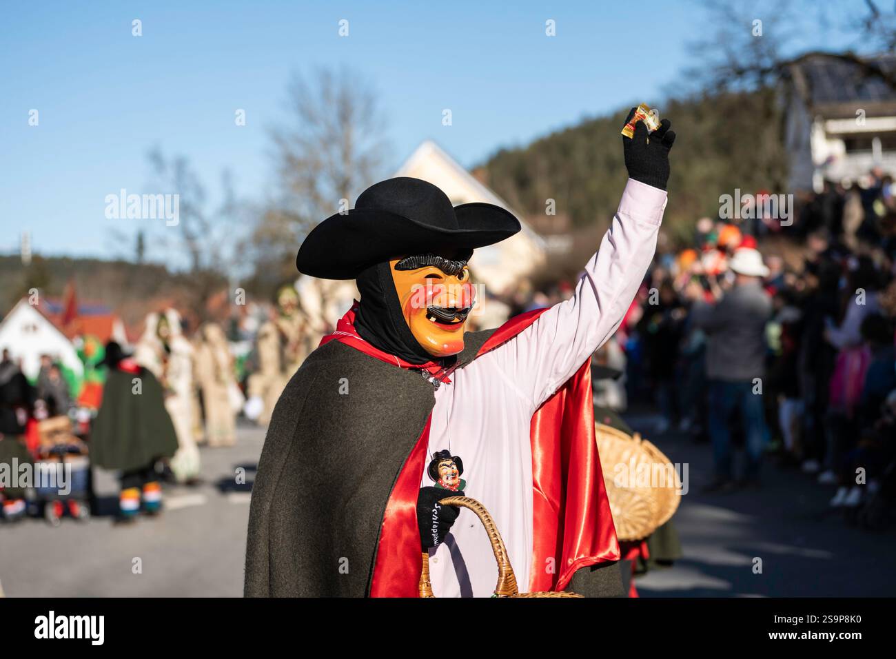 Niedereschach, Germany. 26th Jan, 2025. The "Schlapphuttäler" jester ...