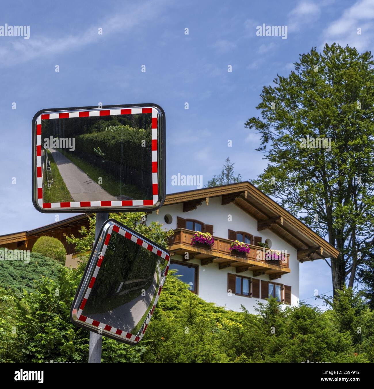 Parabolic reflector on a driveway, Bavaria, Germany, Europe Stock Photo ...