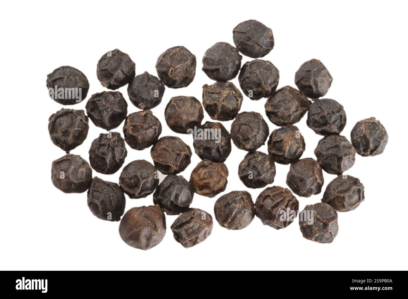 Spices, Kali Mirch black pepper, Piper nigrum Linn on a white ...