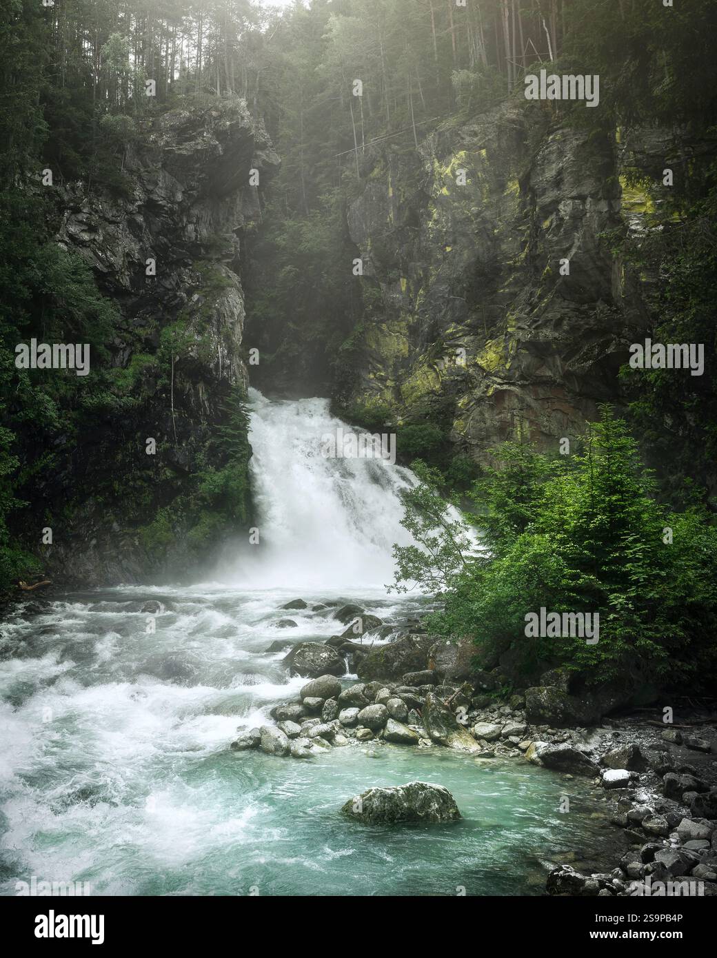 Riva waterfalls in the forest of South Tyrol Rieserferner-Ahrn Nature ...