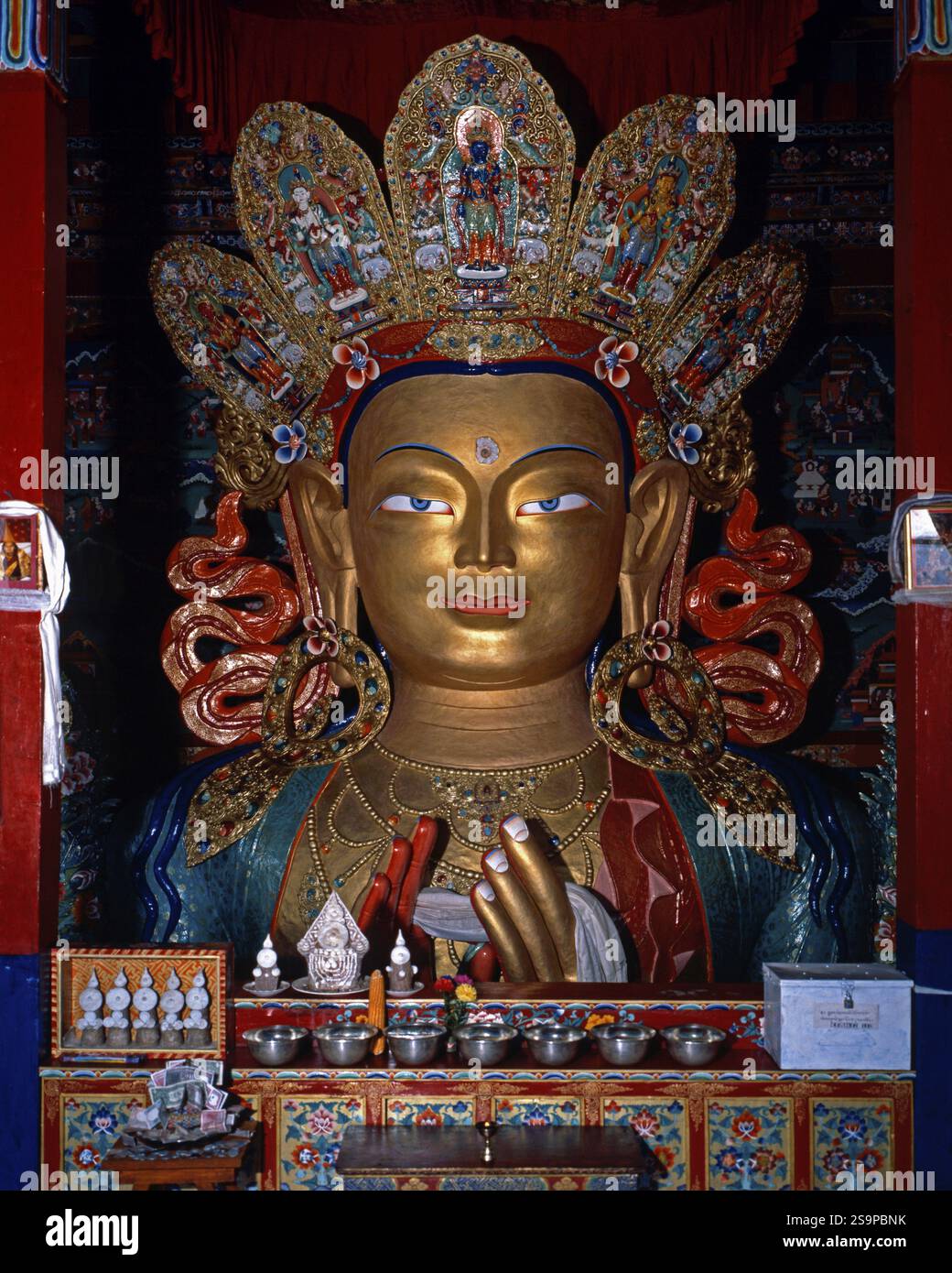 Large Buddha in Tikze Monastery, Ladakh, India, Asia Stock Photo - Alamy