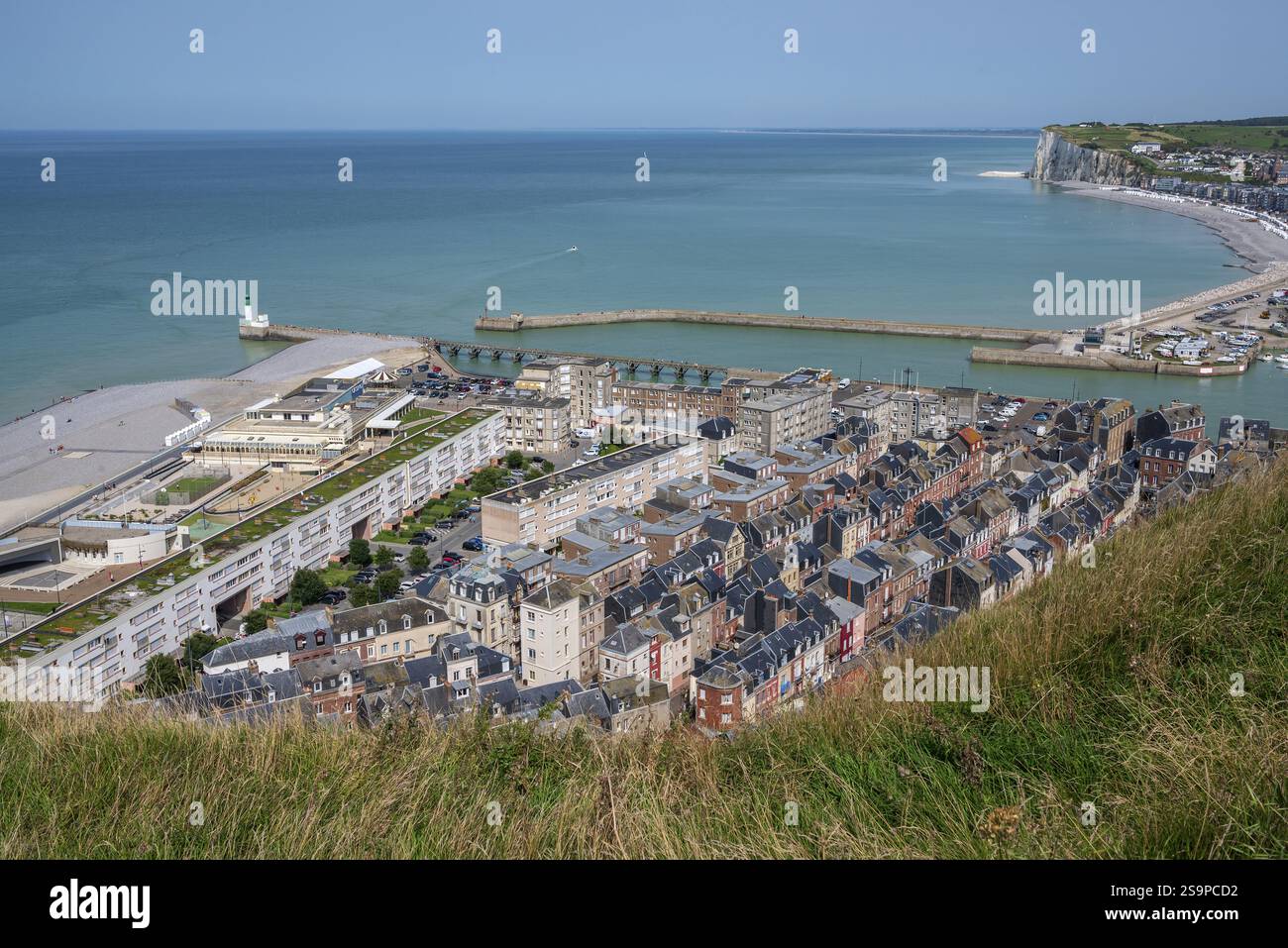 The view of Le Treport from the clifftop viewpoint, Cote d'Albatre ...