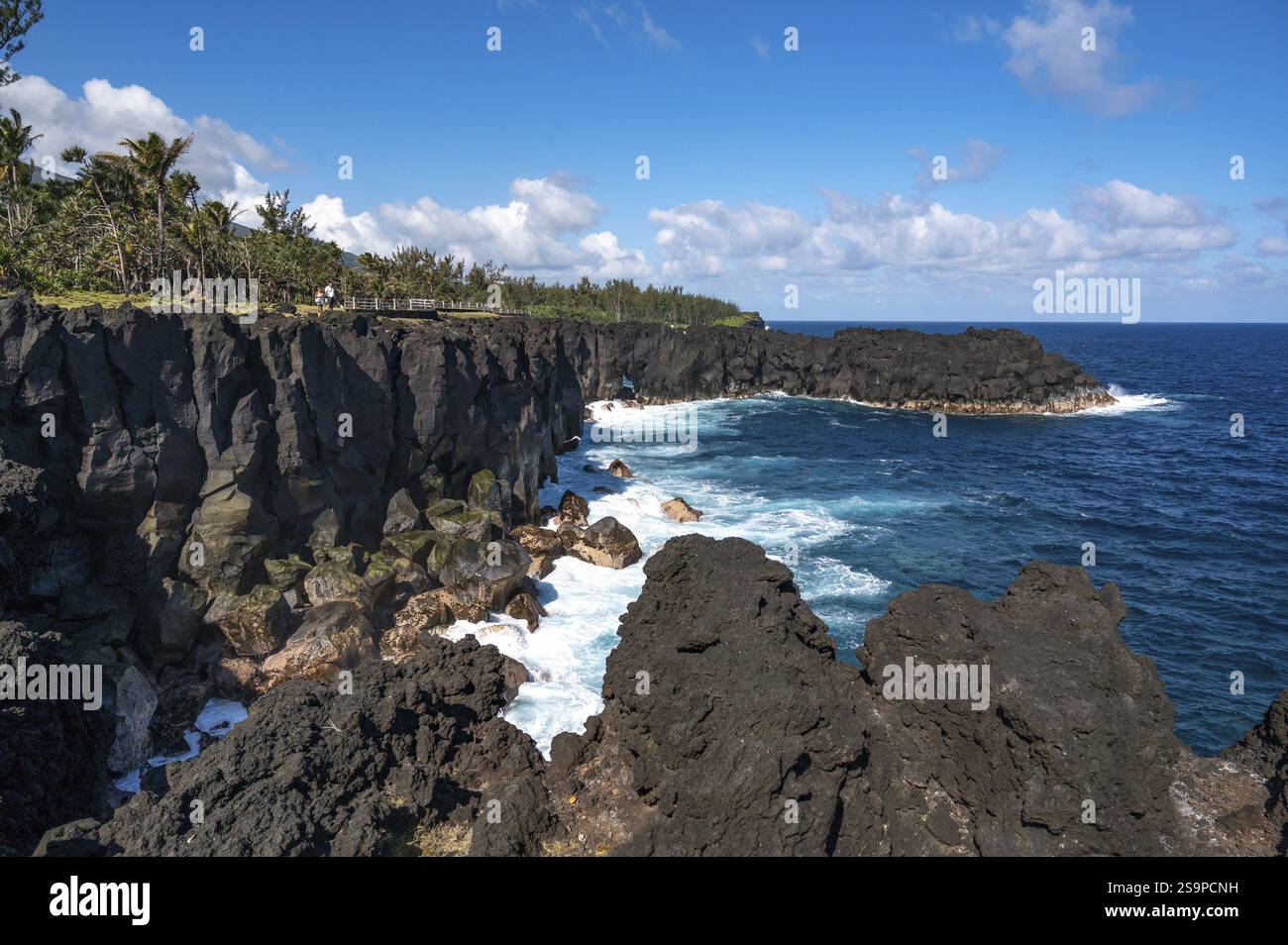 The rocky cape of Cap Mechant, south coast, Ile de La Reunion, Indian ...