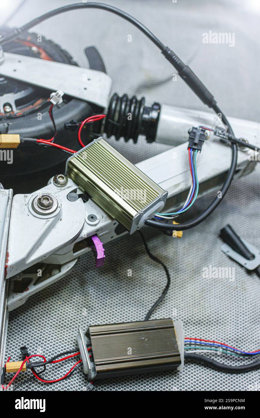 Scooter's mechanical elements with wires and components detailed for ...