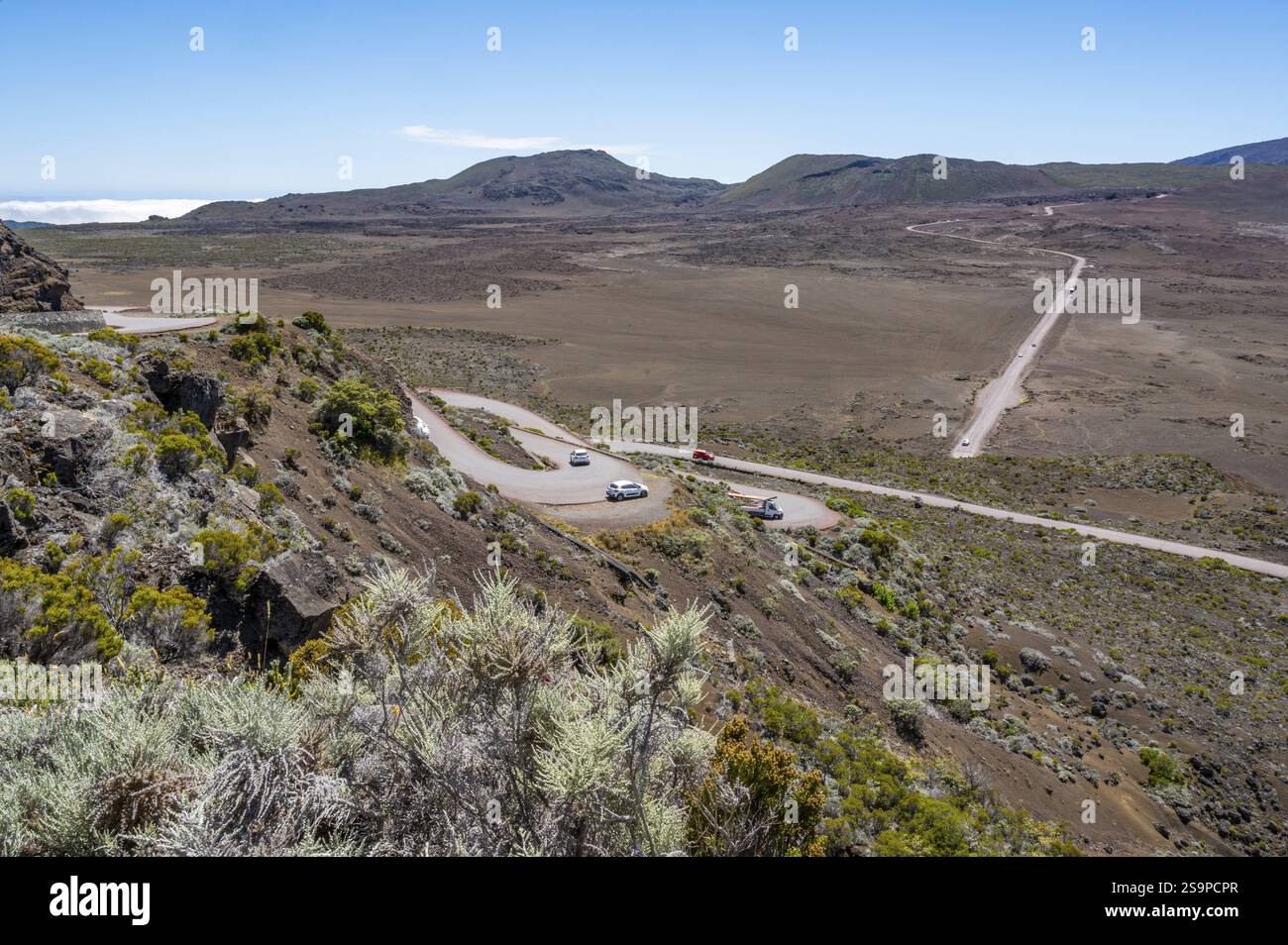 The desert-like Plaine des Sables at the Piton de la Fournaise, Ile de ...