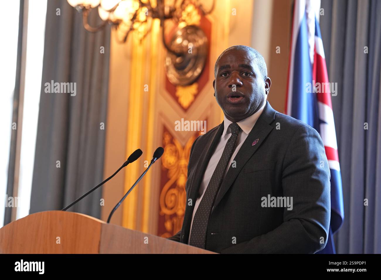 Foreign Secretary David Lammy speaking during an event at the Foreign ...